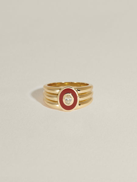 Stacked Inlay Signet (Red Jasper & Diamond) | J.Hannah Jewelry